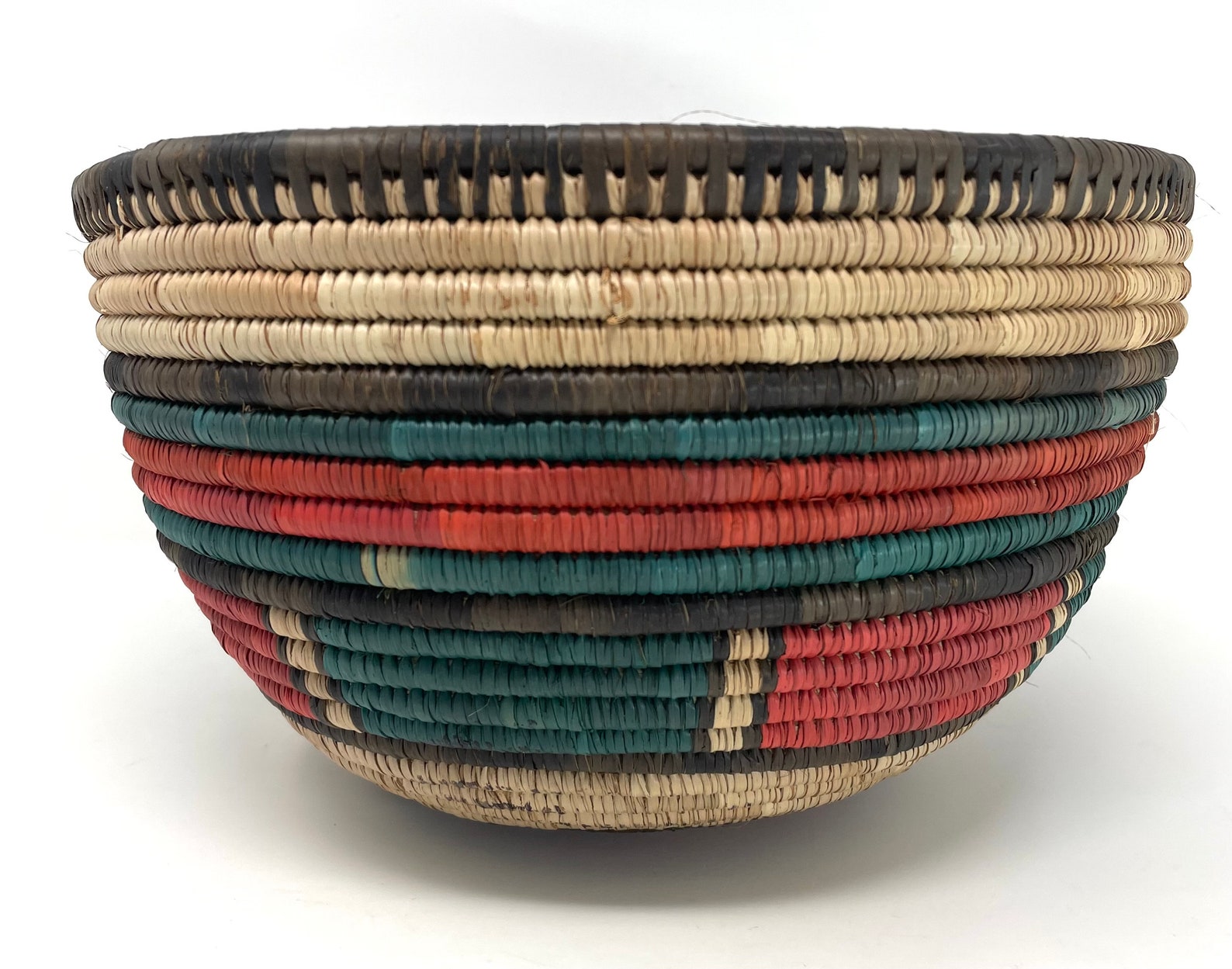 Vintage Nigerian Hausa Multi-color Coiled Basket (boho/southwestern) - Etsy