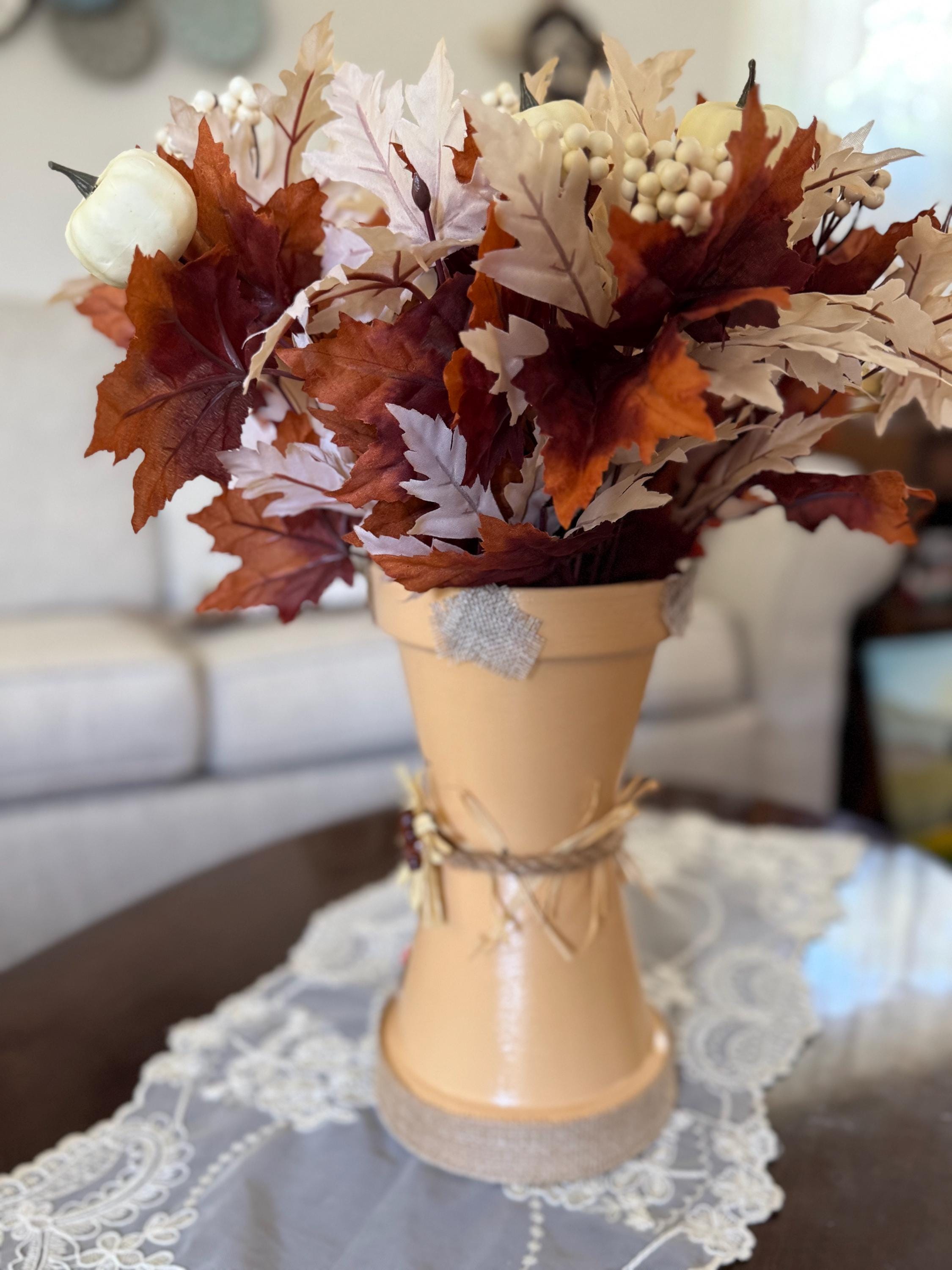 Fall Leaf Scarecrow Flower Pot – Fall & Harvest Decoration - Etsy
