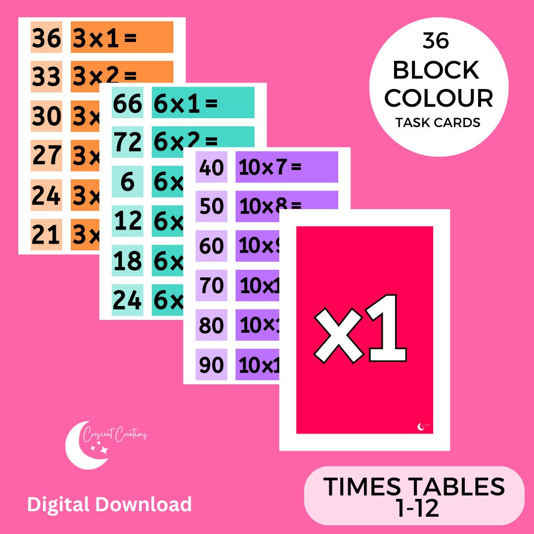 Multiplication Tables Times Tables Skip Counting Task Cards Task Boxes ...