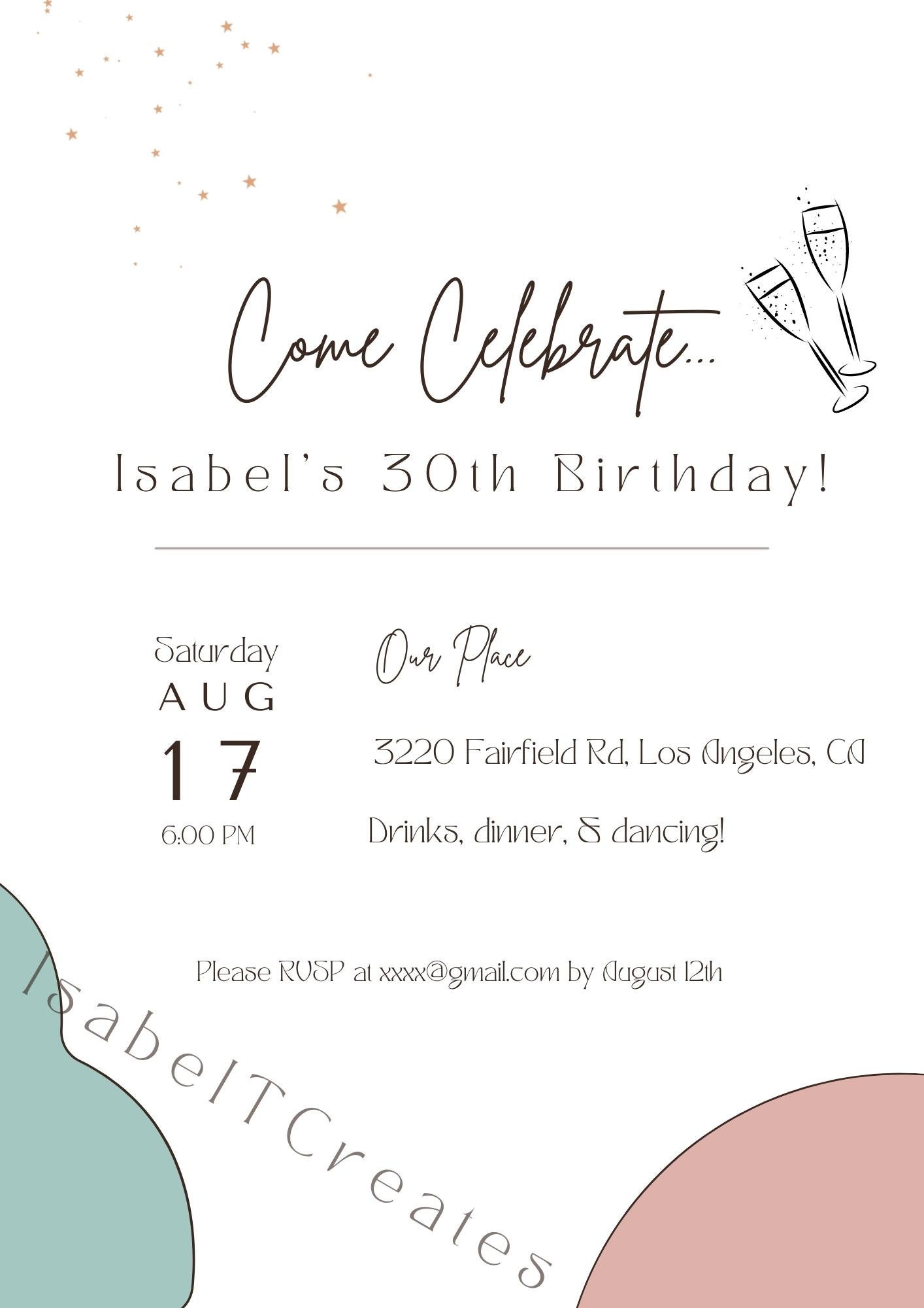 Editable Let's Celebrate Birthday Party Electronic Invitation Template Digital Customizable ...
