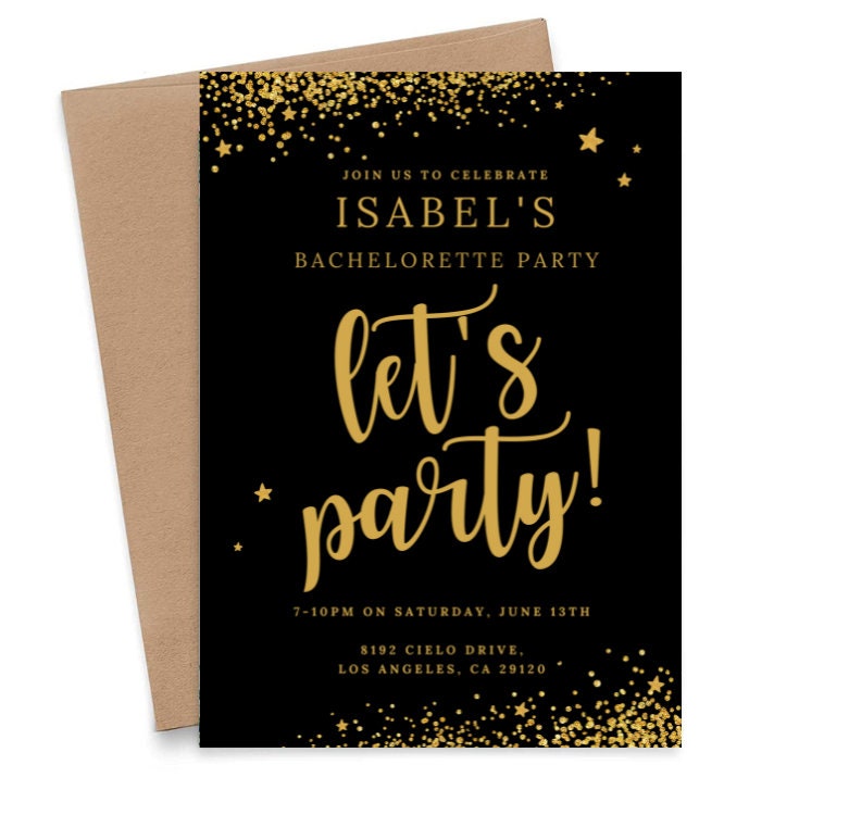 Editable Let's Party Bachelorette Party Electronic Invitation Template ...