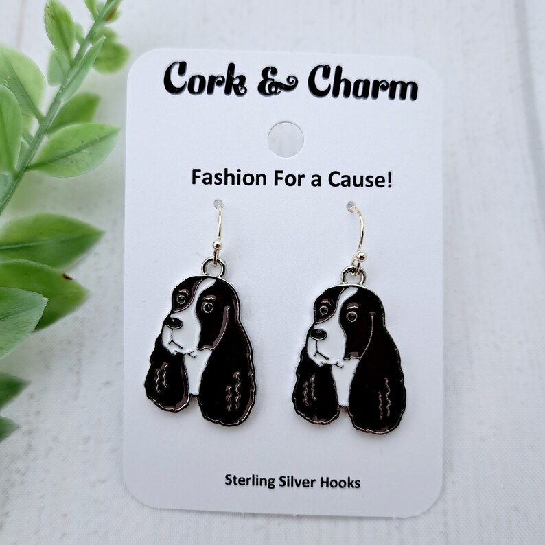 English Springer Spaniel Dog Breed Head Face Silver Earrings L Dog ...