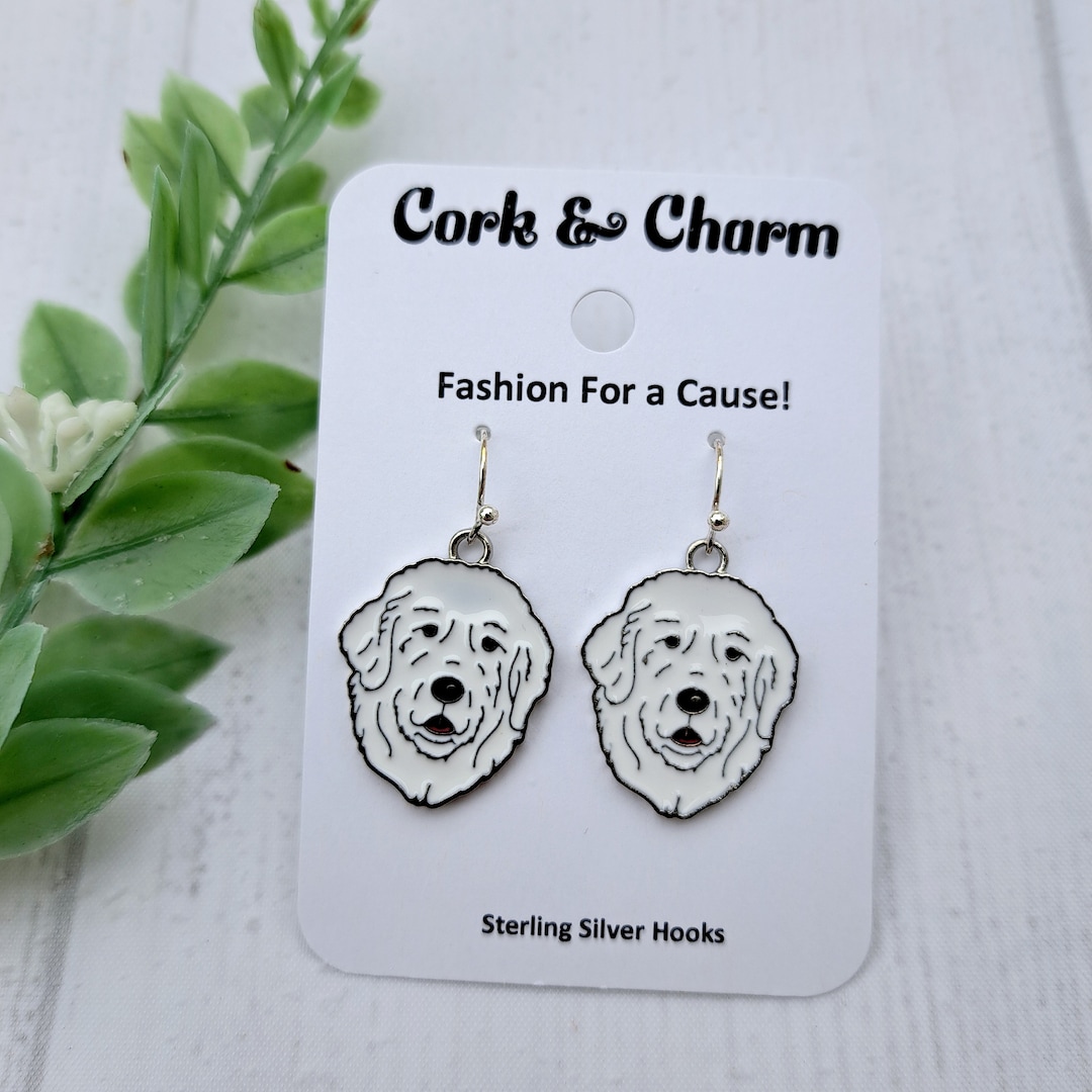 Great Pyrenees Dog Breed Head Face Silver Earrings L Dog Lovers Gift L ...