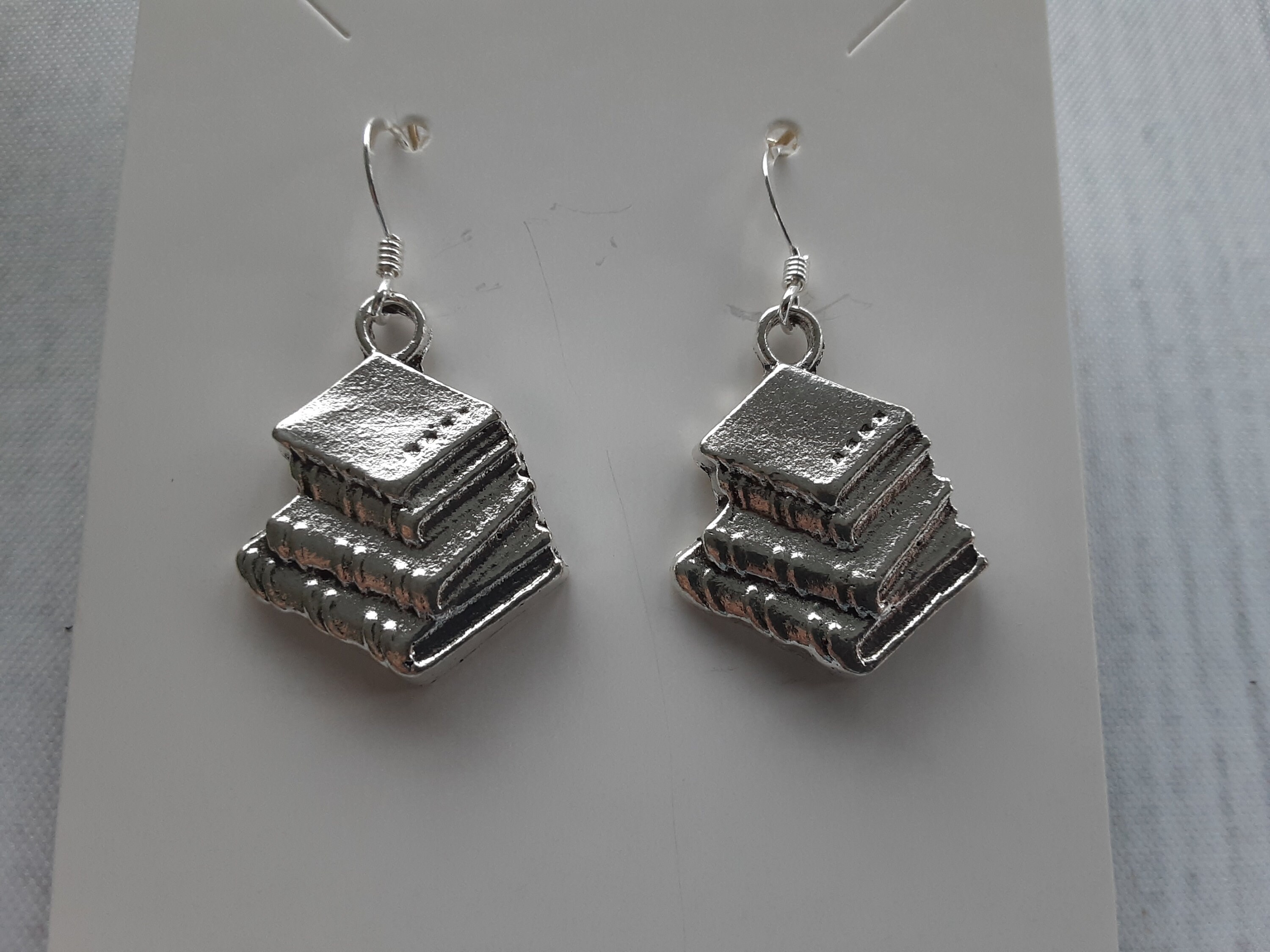 Silver Book Stack Earrings L Teacher Gift L Bookworm L Book Lovers Gift ...