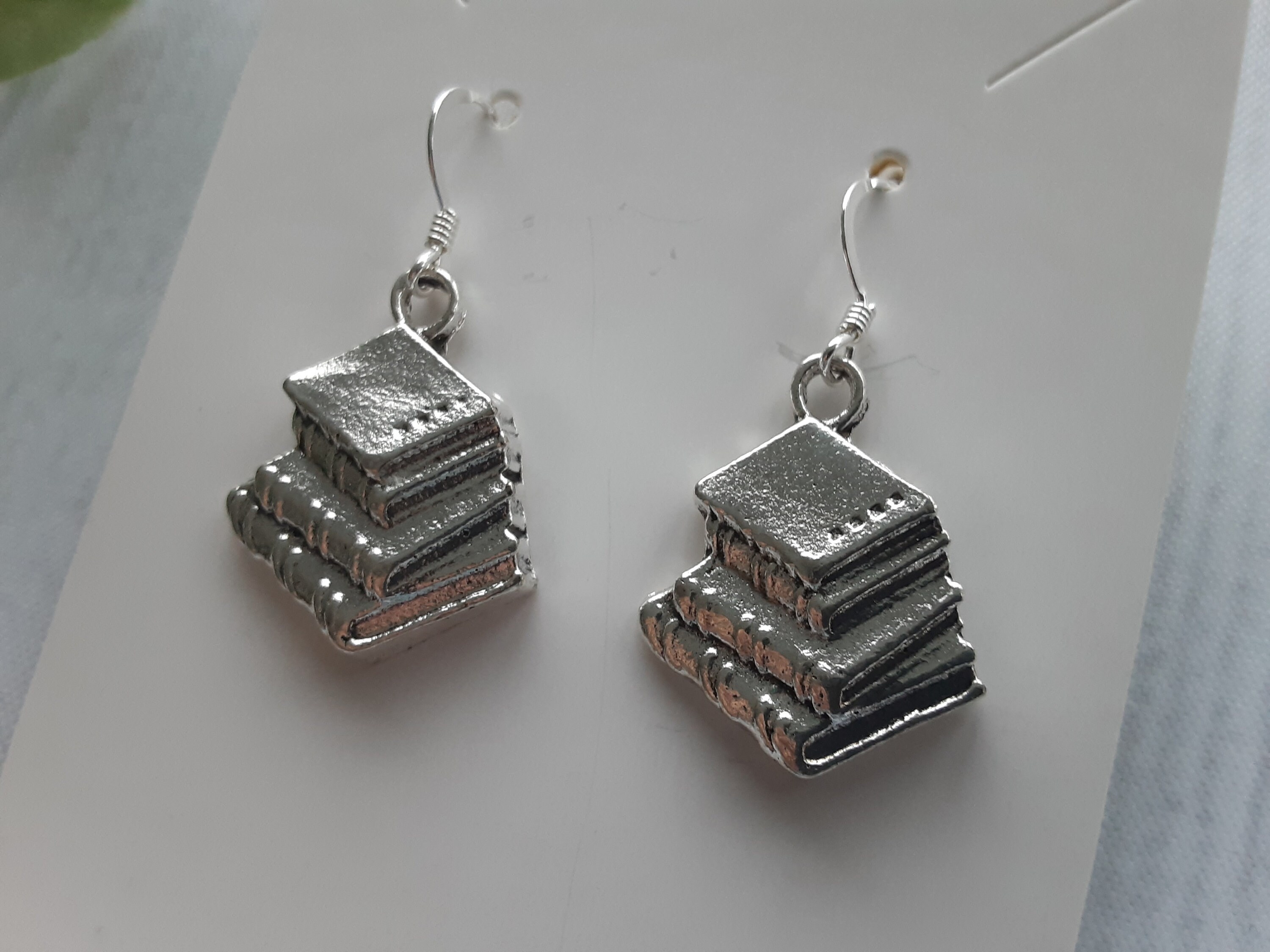 Silver Book Stack Earrings L Teacher Gift L Bookworm L Book Lovers Gift ...