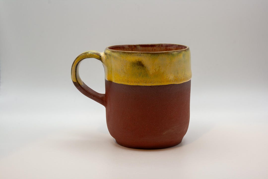 Handmade Stoneware Mug, Choice of Drip Glaze Color, Raw Red Clay ...