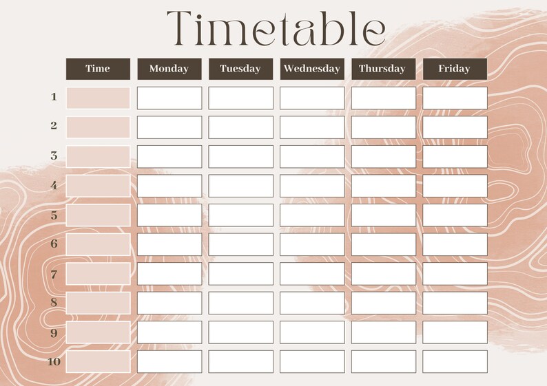 Printable Student School Timetable, Instant Download Minimalistic High ...