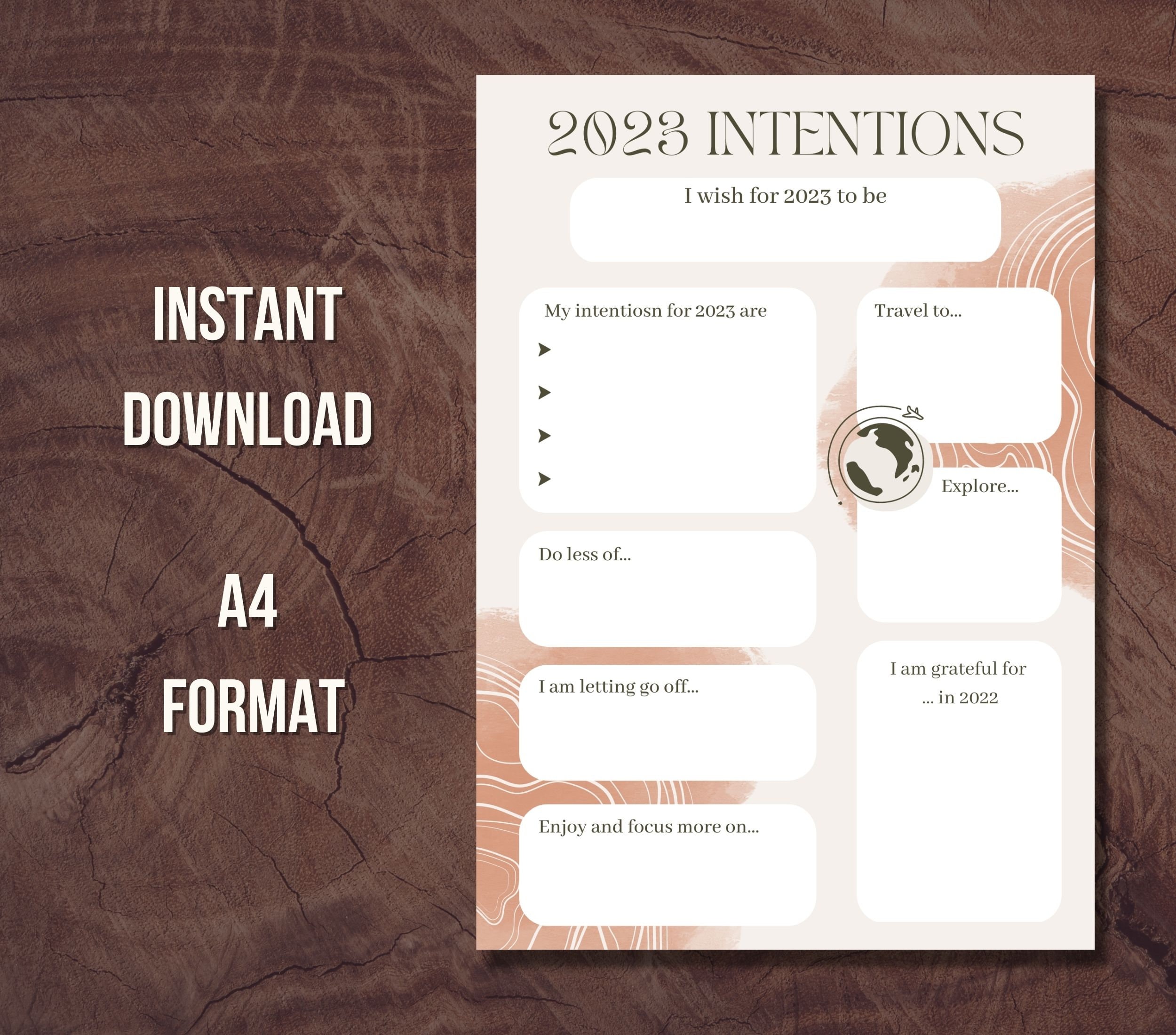 2023 Printable Intentions Sheet Goal Tracker Custom Reflections Boho ...