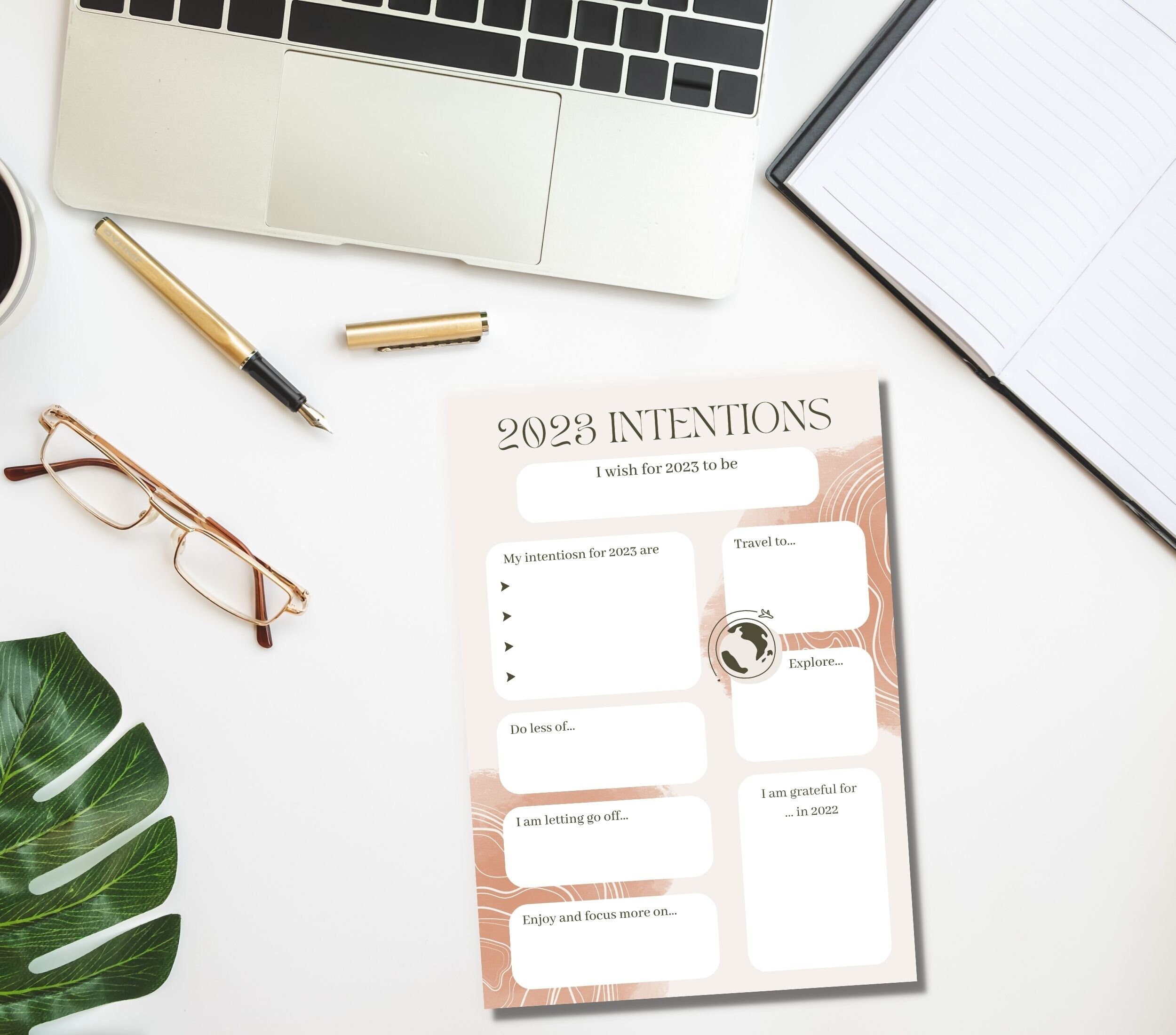 2023 Printable Intentions Sheet Goal Tracker Custom Reflections Boho ...