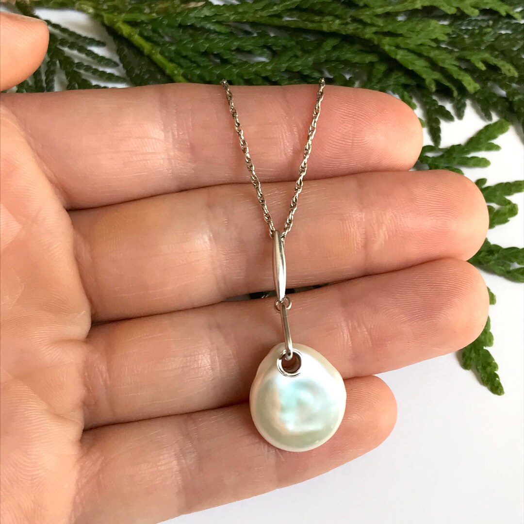 IPS 925 Coin Pearl Sterling Silver Pendant Necklace 19 Inch Silver ...