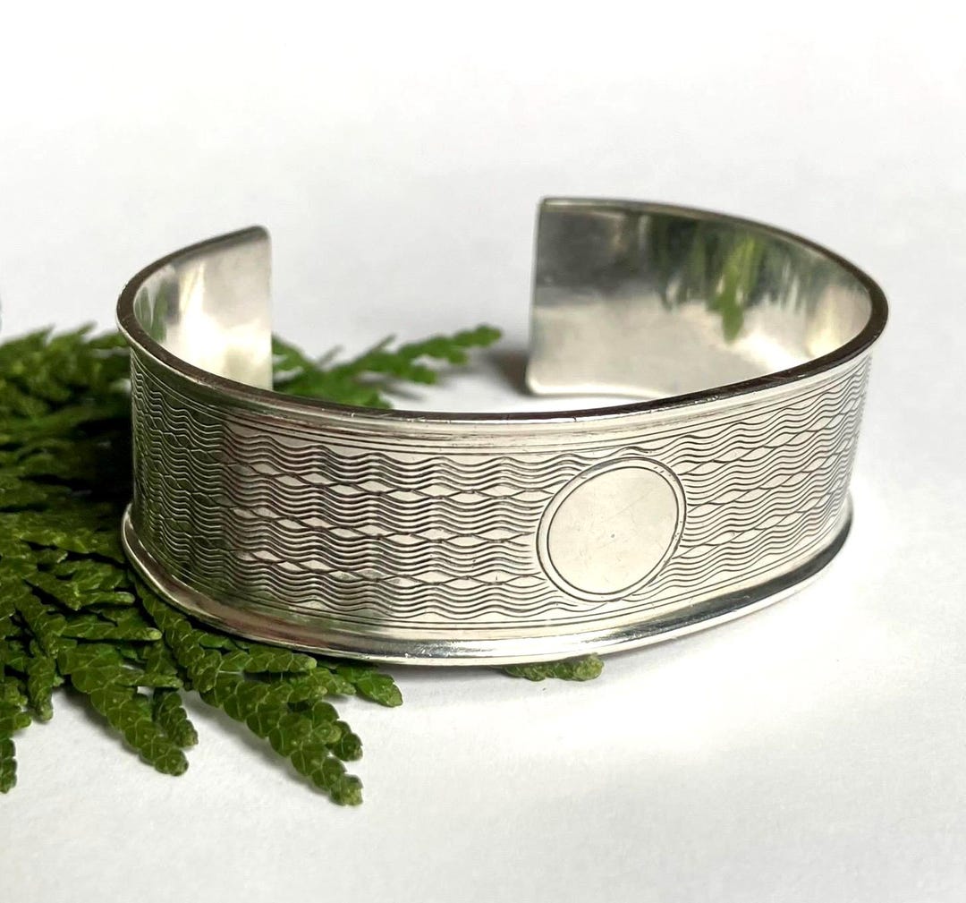 925 Birmingham Hallmarked Antique Sterling Silver Cuff Bracelet ...