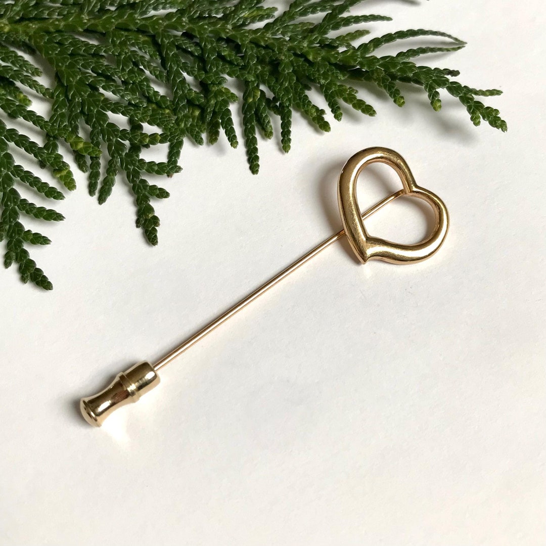 DANECRAFT Gold Vermeil Heart Stick Pin — Gold Plated Sterling Silver ...