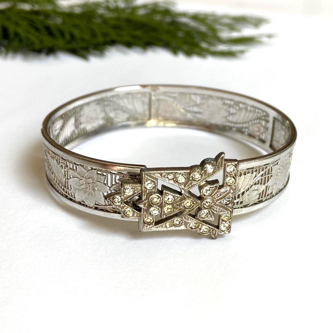 1930's JJ WHITE Art Deco Bracelet With Clear Rhinestones — Antique ...