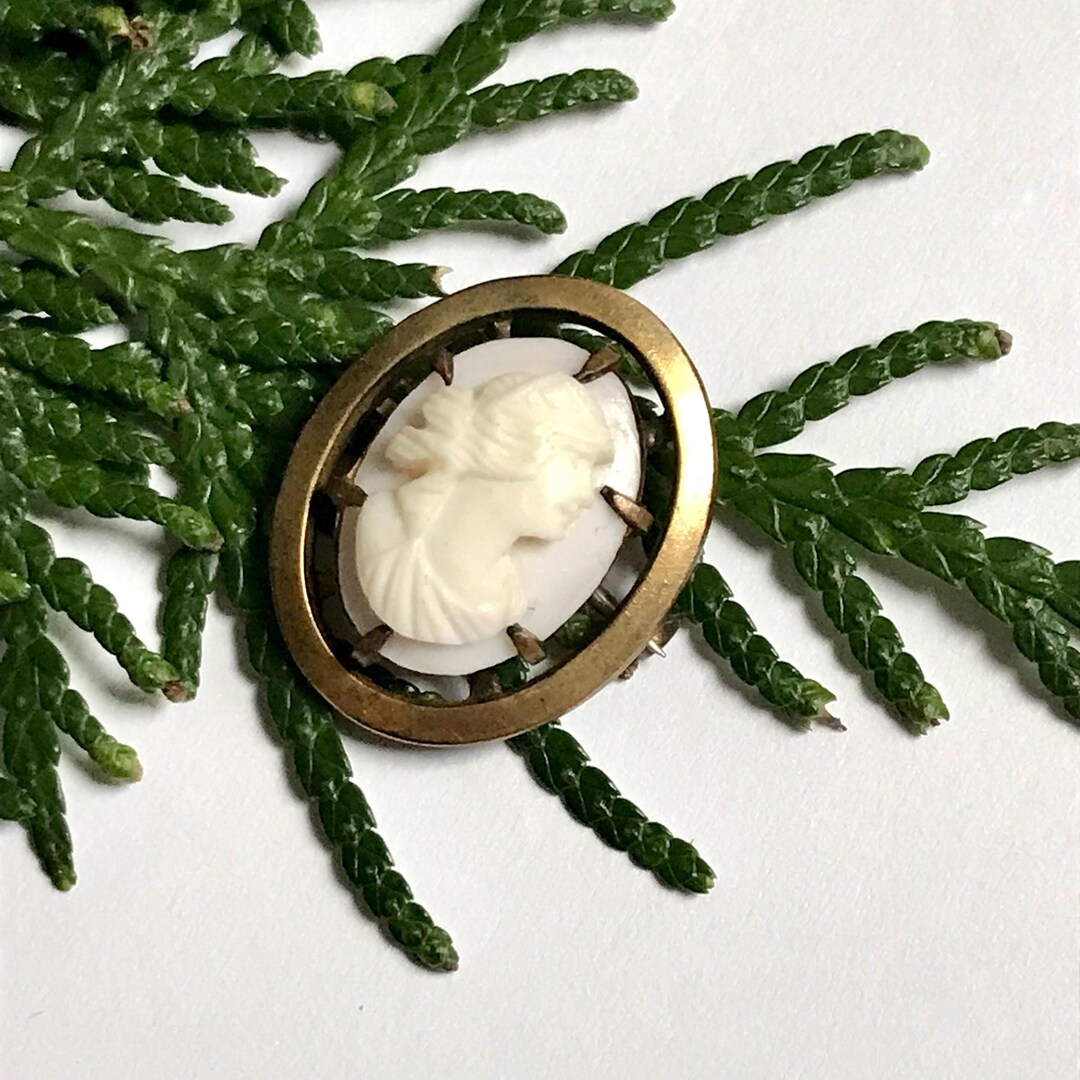 1910's John H. Peckman Cameo Pin — Antique Pale Pink and White Cameo ...