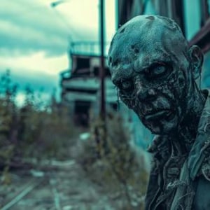Zoom Background | Zombie Watching – Post-apocalyptic Digital Art Print ...