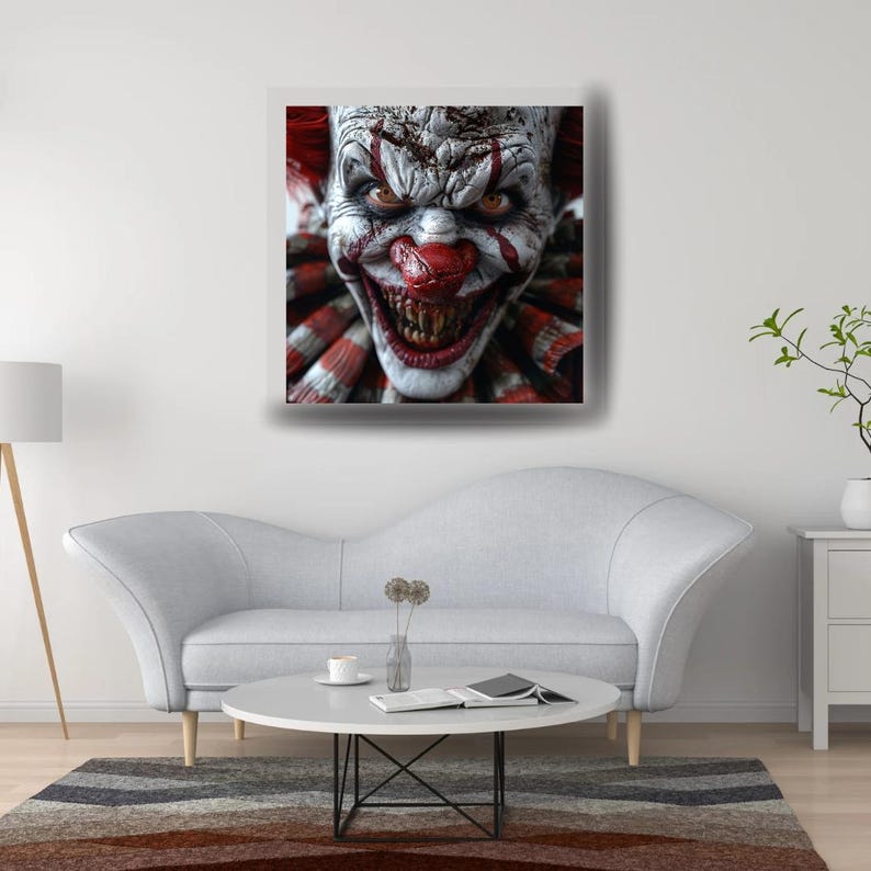Bunter Chaos Clown – KI Zirkus Poster | Gruseliges Halloween Digital ...