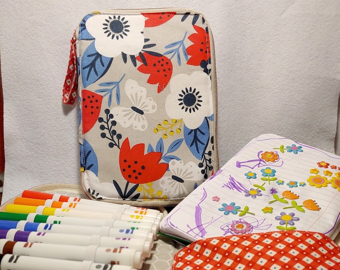 Small Kids Travel Art Case Bold Floral, Gray Hexagon, Red - Etsy