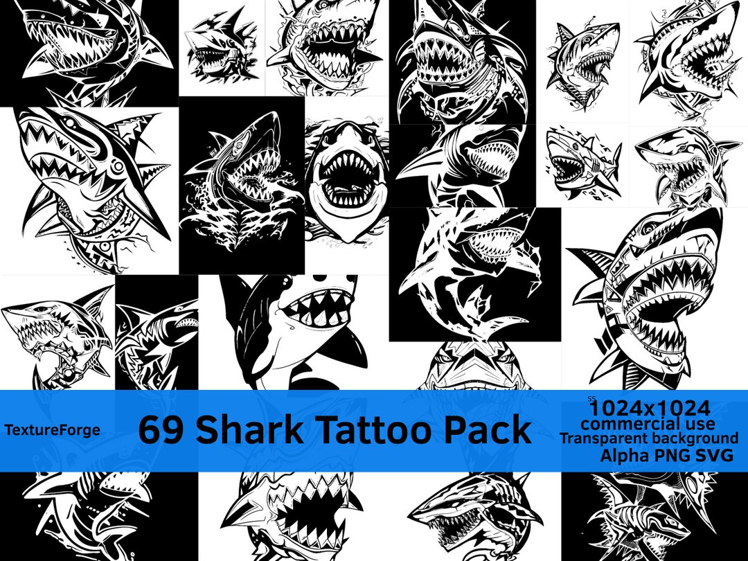 Shark SVG, Shark Clipart, Shark Png, Line Art Tattoo, Vector Graphics ...