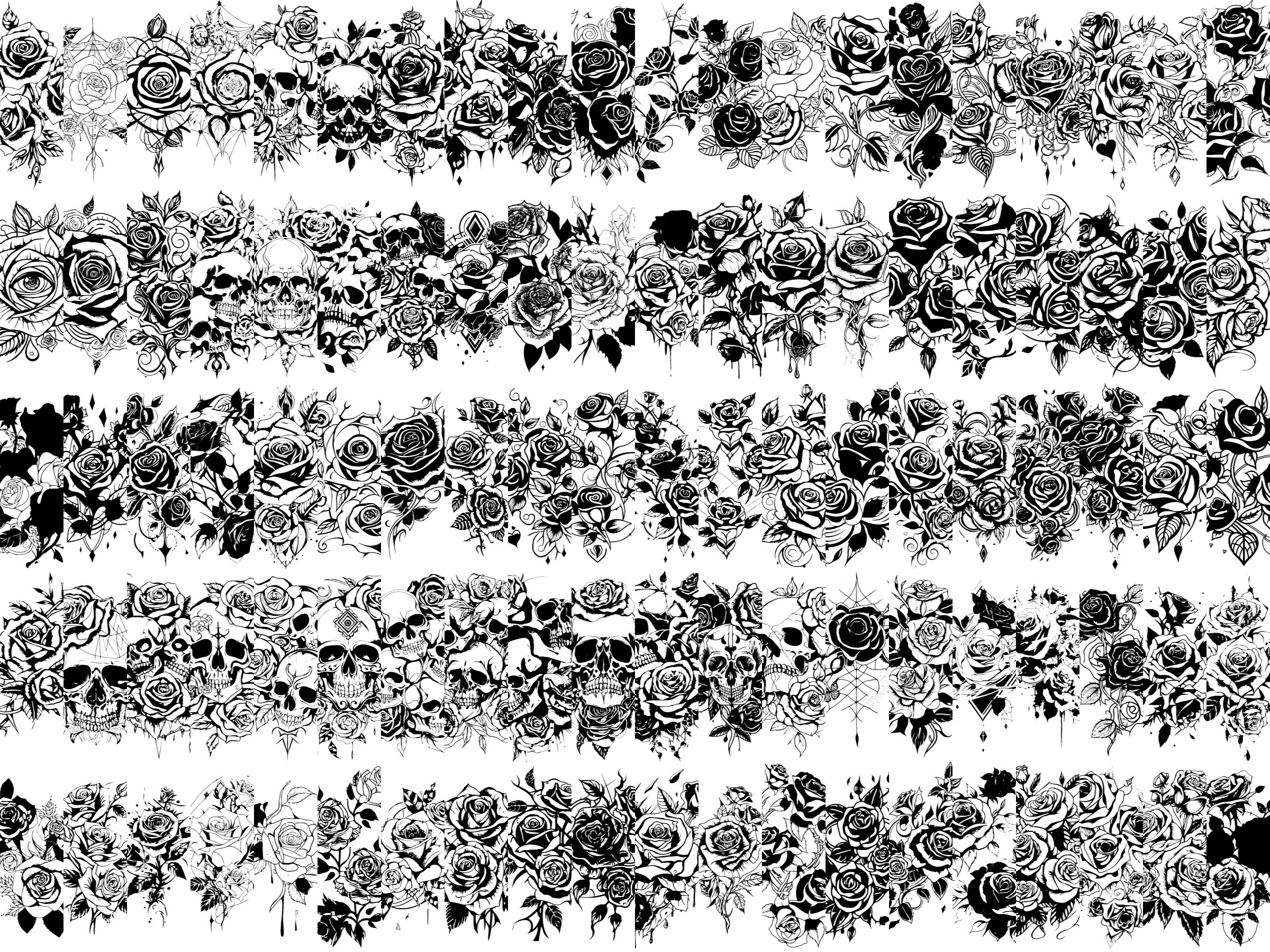 Rose Tattoo Floral Skull Png Flower Tattoo Design Skull Silhouette