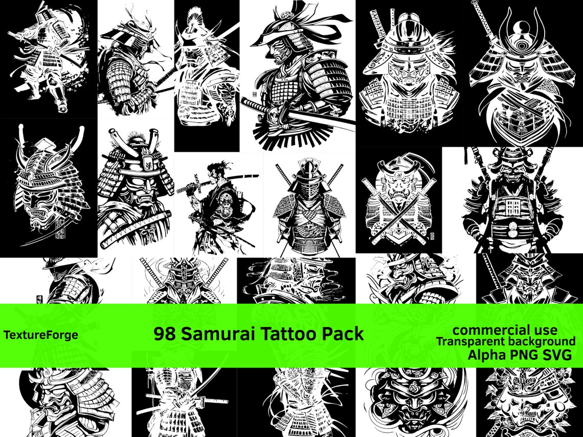SAMURAI PNG, Warrior Svg, Line Art Tattoo, Japanese Clipart ...