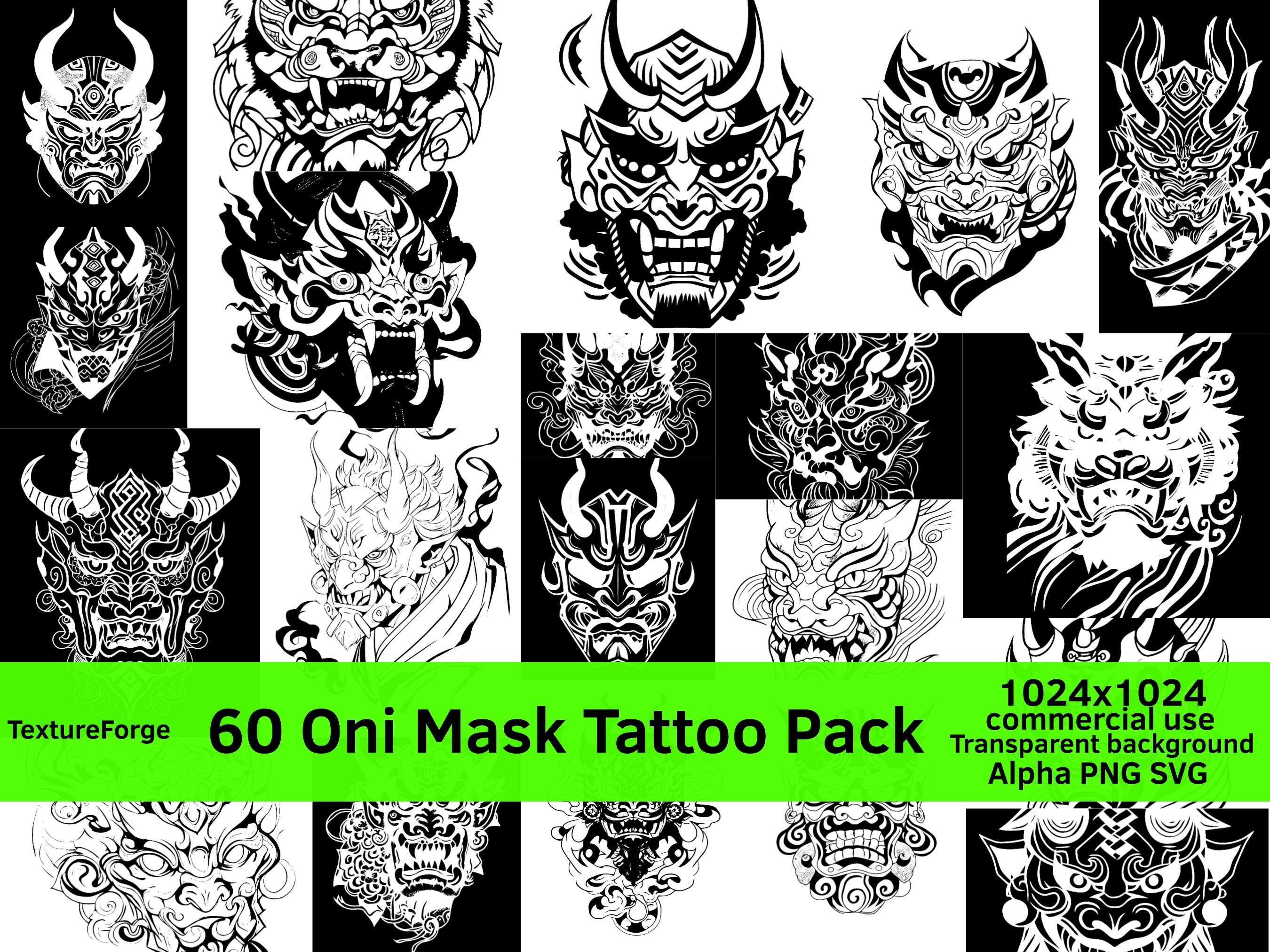 Oni Mask, Oni Mask Svg, Oni Tattoo, Oni Mask Tattoo, Oni Art, Japanese ...