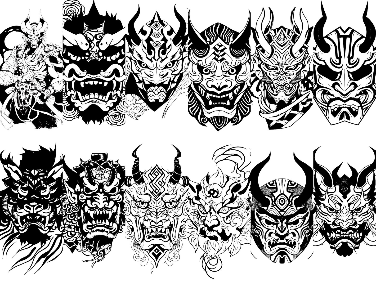 Oni Mask, Oni Mask Svg, Oni Tattoo, Oni Mask Tattoo, Oni Art, Japanese ...