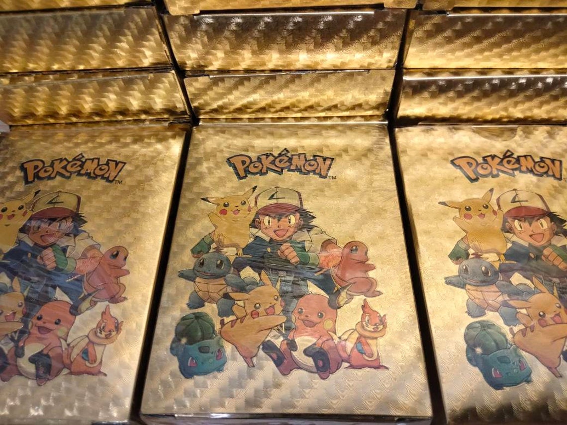 Gold Pokemon Cards 55pcs in Each Pack Gold Metal Foil Pokemon - Etsy UK