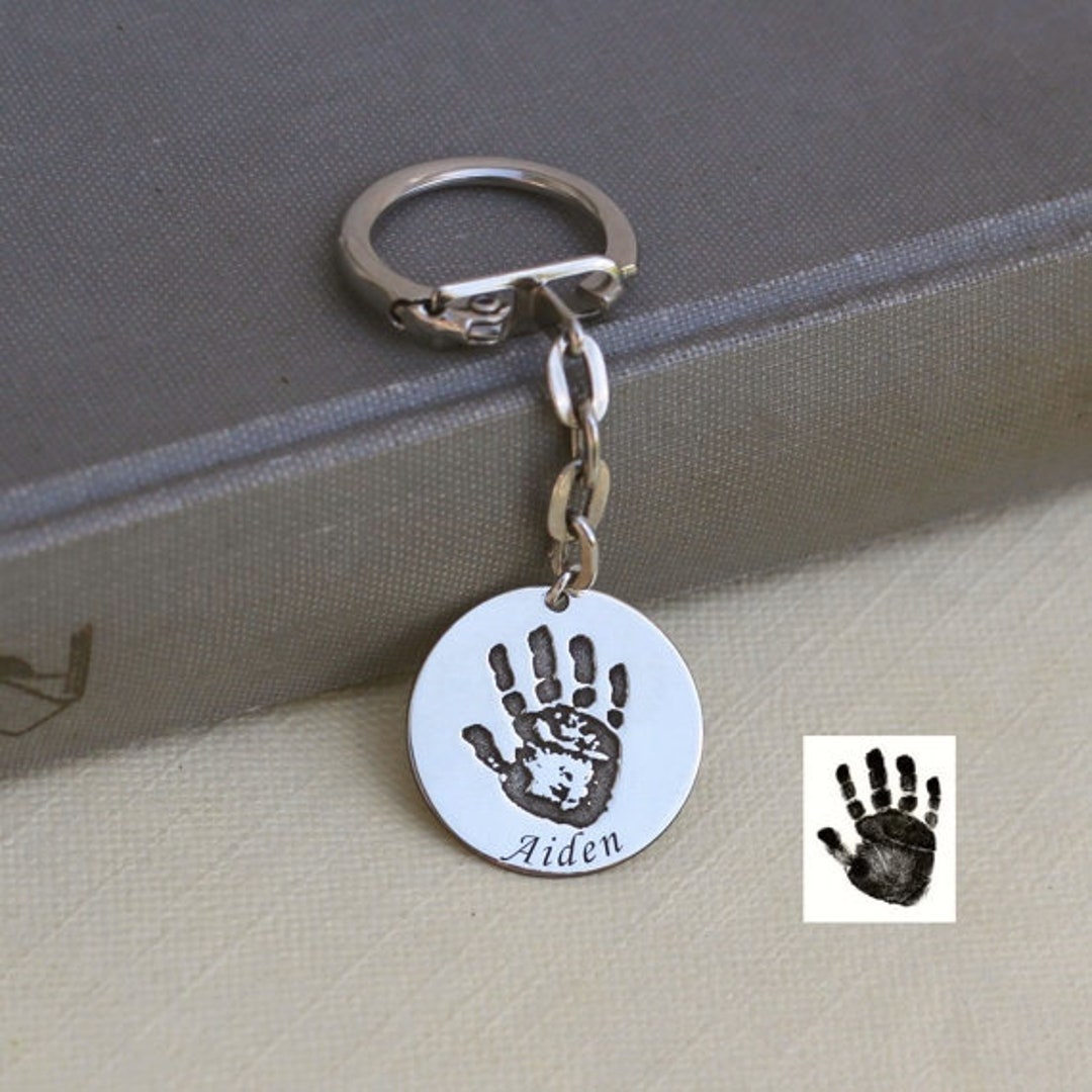 Custom Handprint Keychain Sterling Silver Customizable and - Etsy