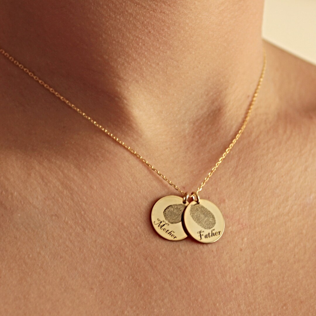 Personalized 22k Gold Fingerprint Coin Necklace: Memorial Jewelry Gift ...