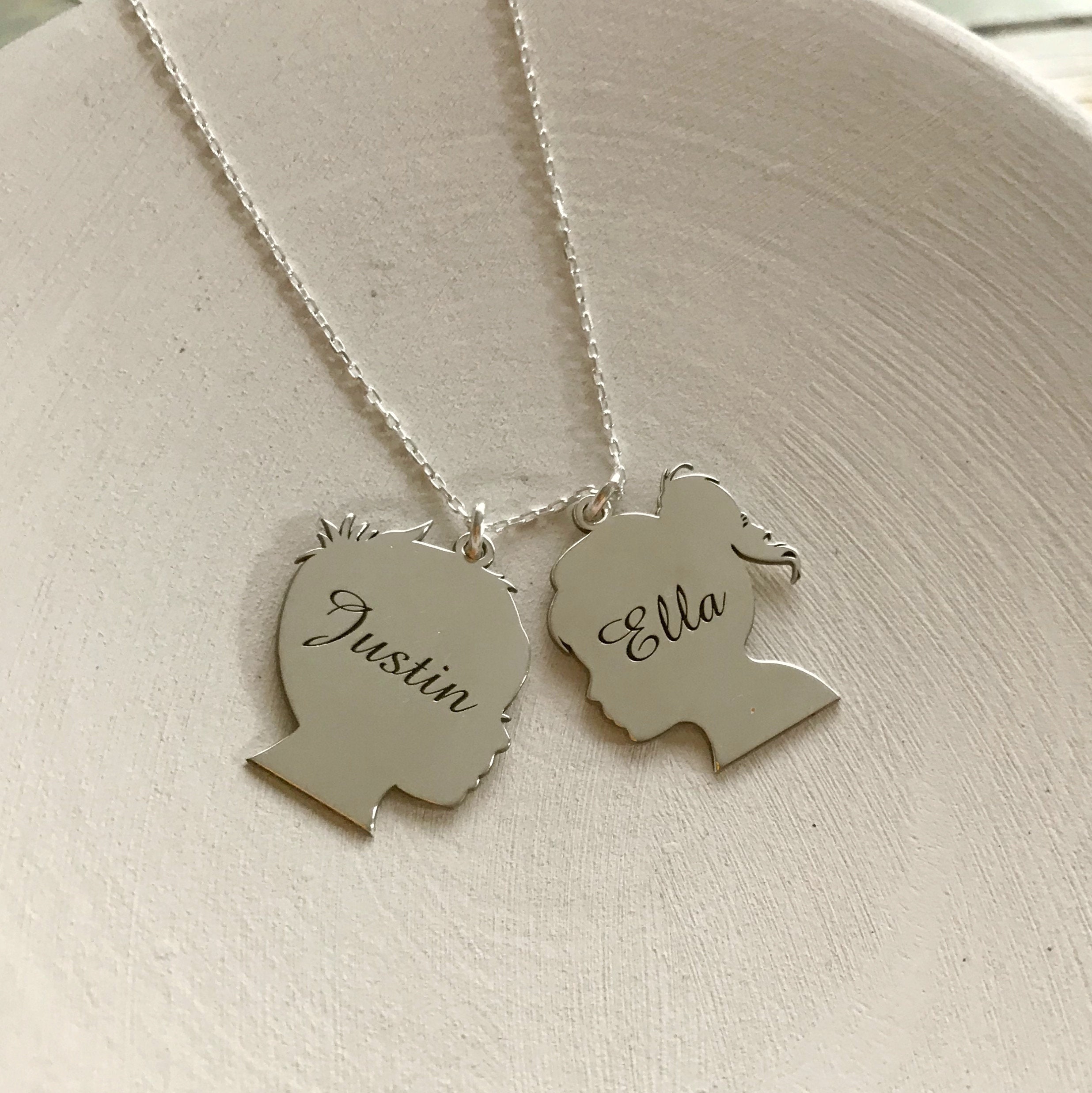 Child Silhouette Necklace: Personalized Kids Name Gift - Etsy
