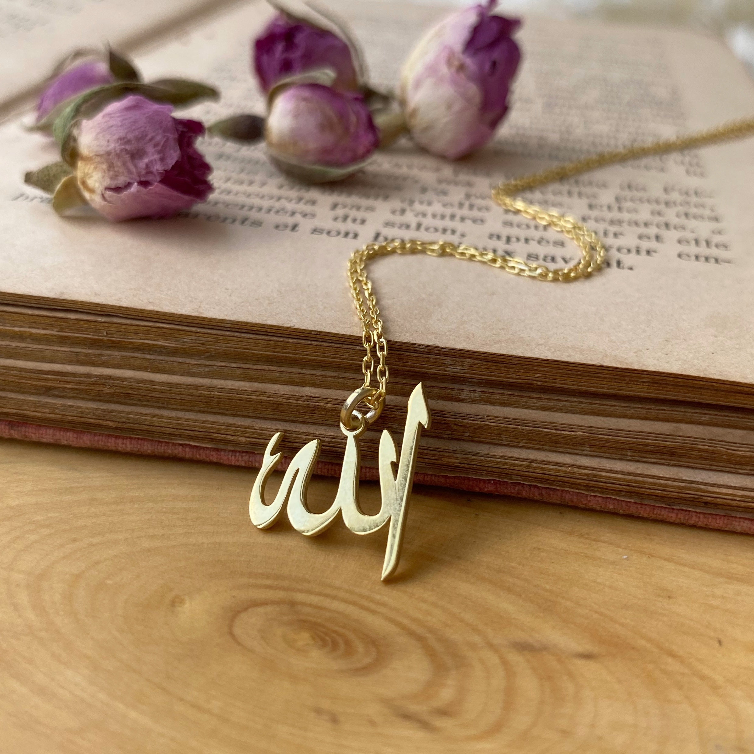 22k Gold Allah Name Necklace Quran Necklace Allah Pendant - Etsy Canada