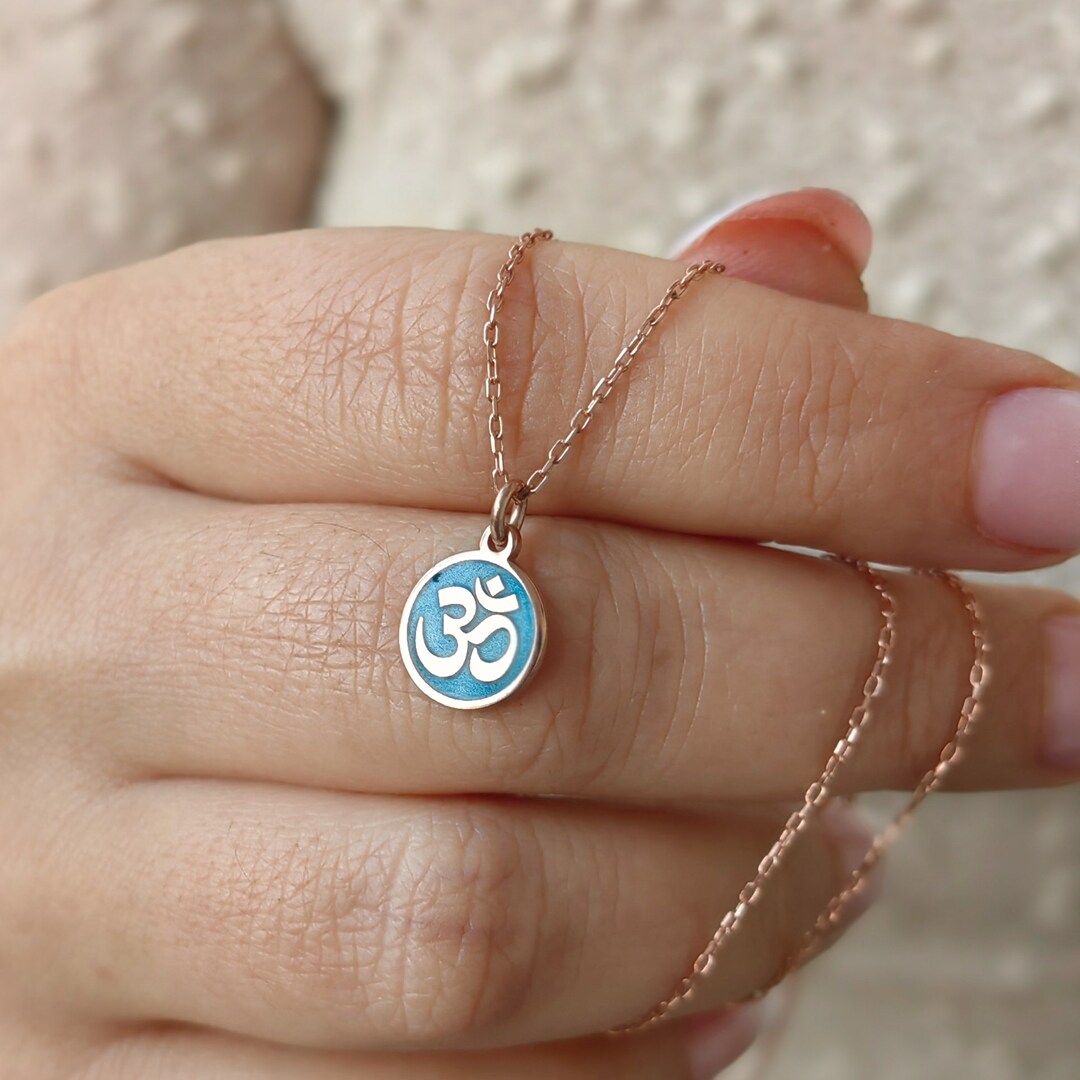 Ohm Enamel Necklace, Gold Om Pendant, Yoga Necklace, Spiritual Jewelry ...