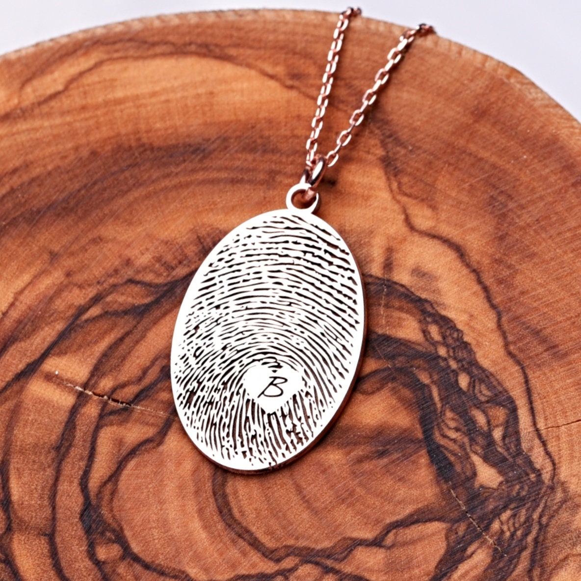 Personalized Fingerprint Memorial Necklace Engraved Initial - Etsy