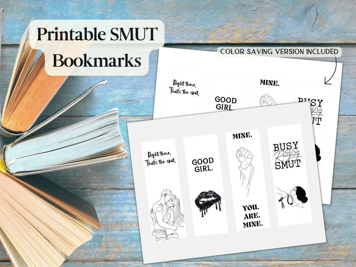 Printable Smut Bookmarks, Smutty Bookmark Pack, Romance Bookmarks ...