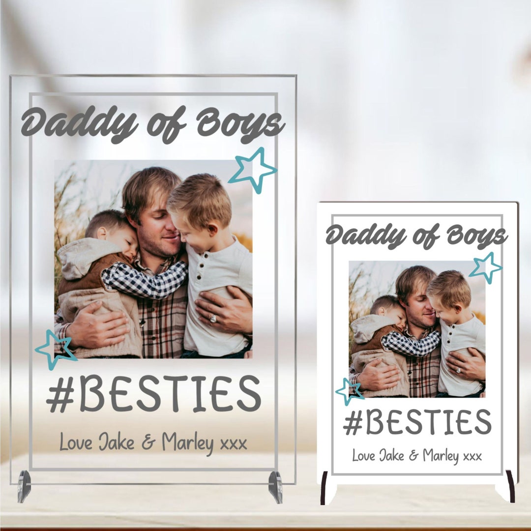 Personalised Clear Acrylic MDF Photo 'daddy of Boys' Perfect Father's ...