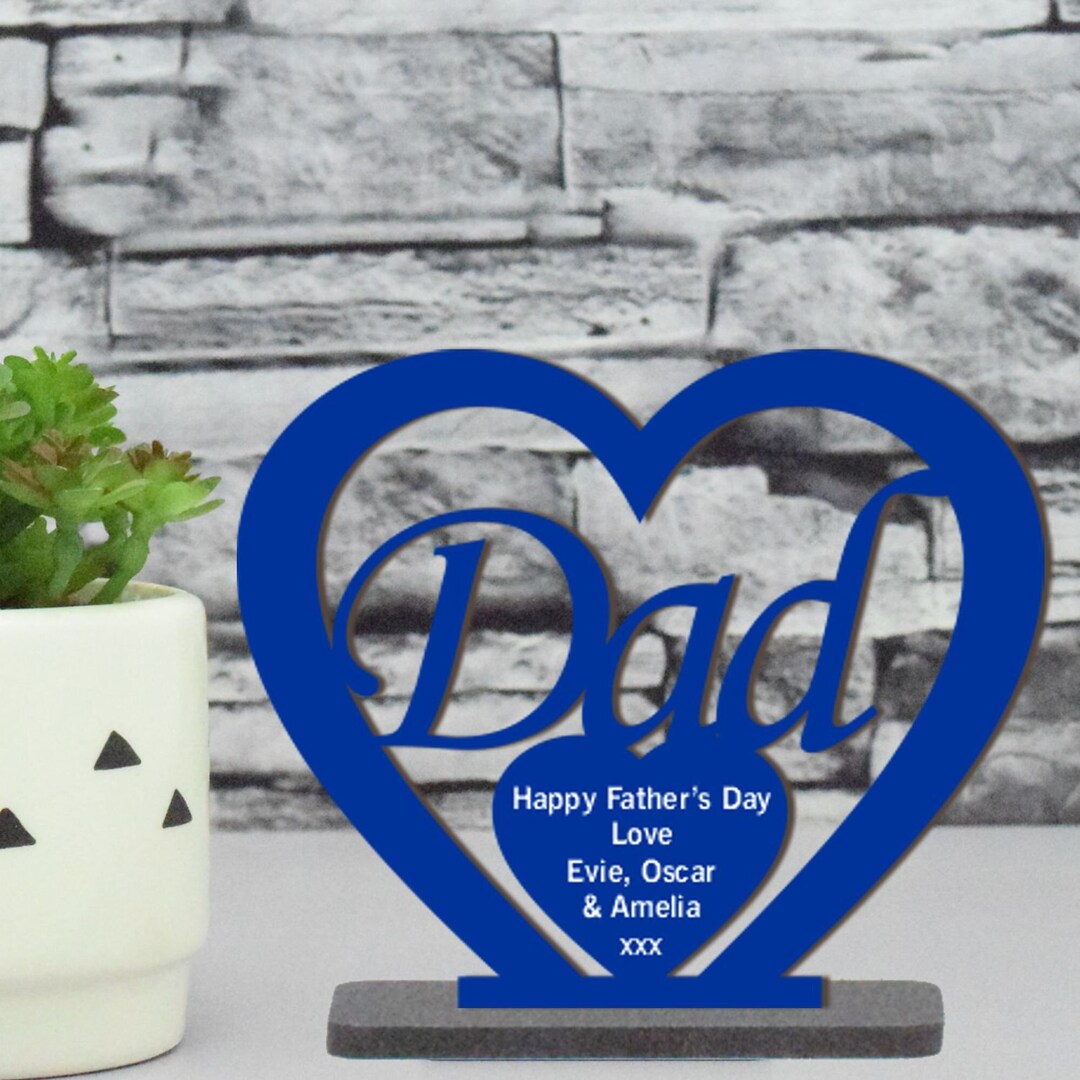 Personalised Dad Happy Fathers Day Heart Keepsake With Printed Finish ...