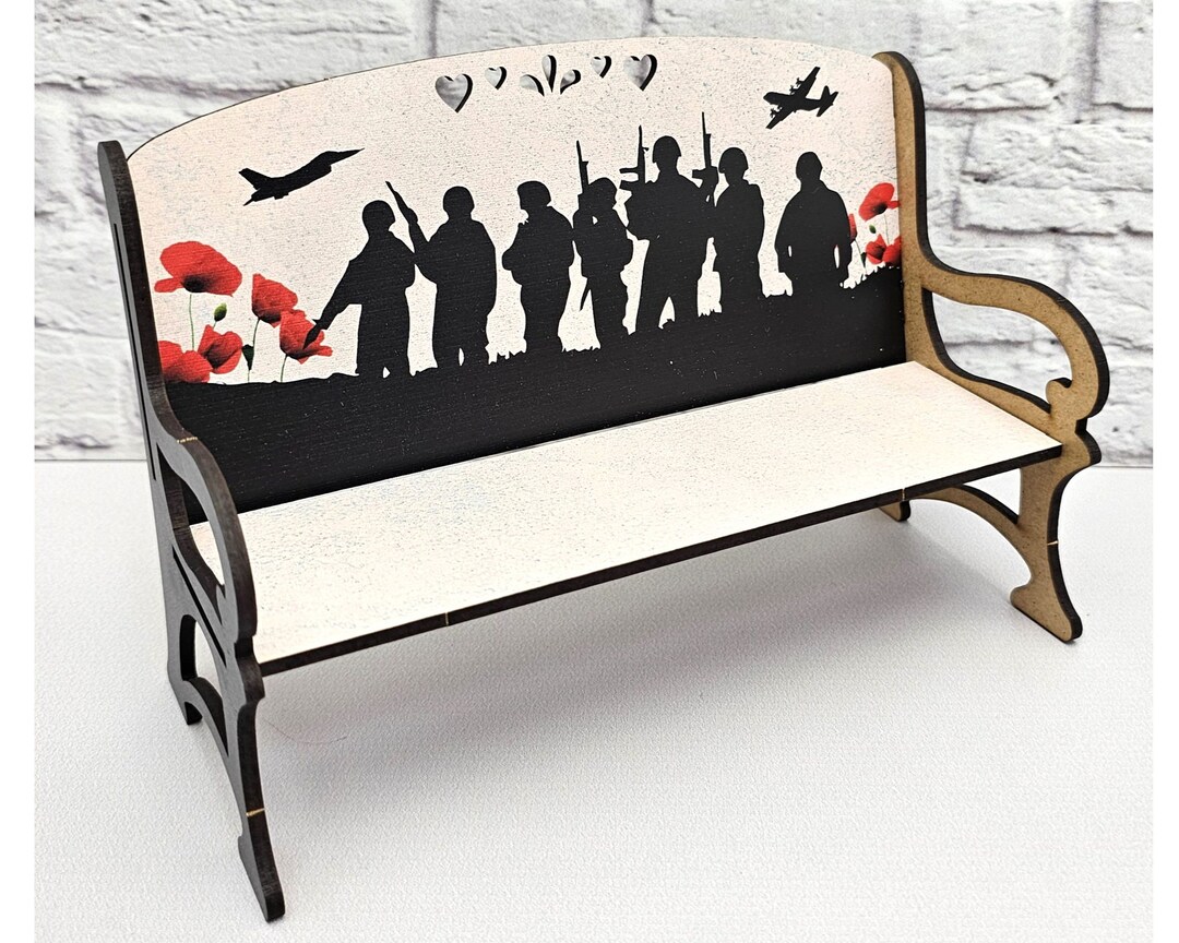 Lest We Forget Memorial Bench Remembrance Day in Loving Memory Solider ...