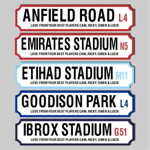 Personalised Football Stadium Street Sign Custom Fathers Day Birthday ...