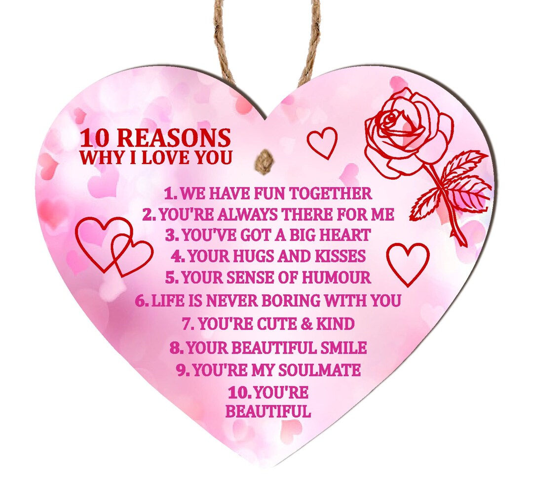 10 Reasons Why I Love You Valentines Gift Husband Wife Birthday ...
