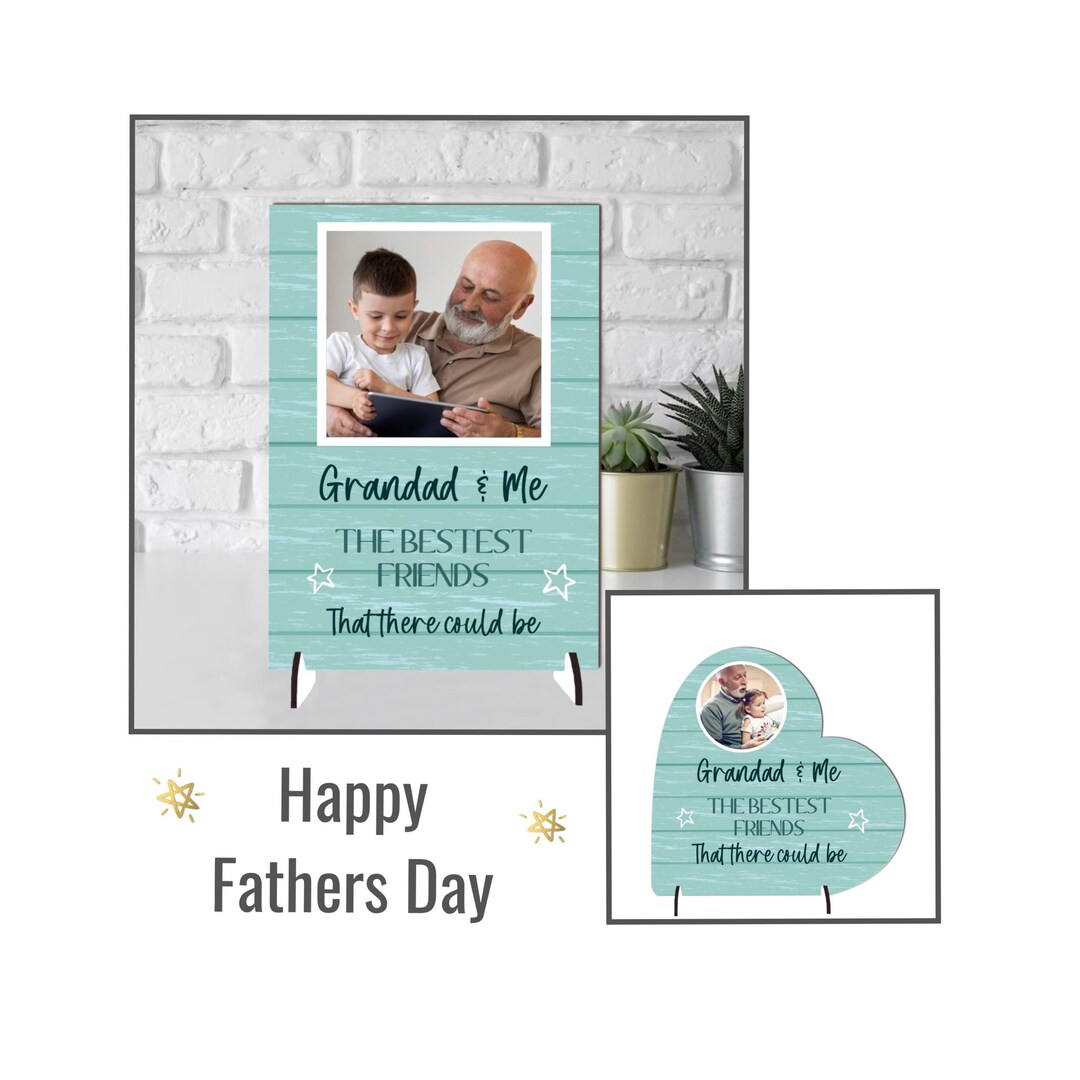 Wooden Fathers Day Personalised Photo Plaque Grandad Daddy Dad From Son ...