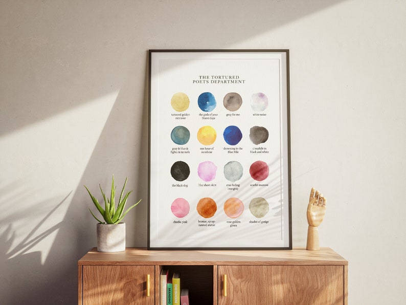 TTPD Color Palette Print, Trendy Wall Art, College Apartment Decor ...