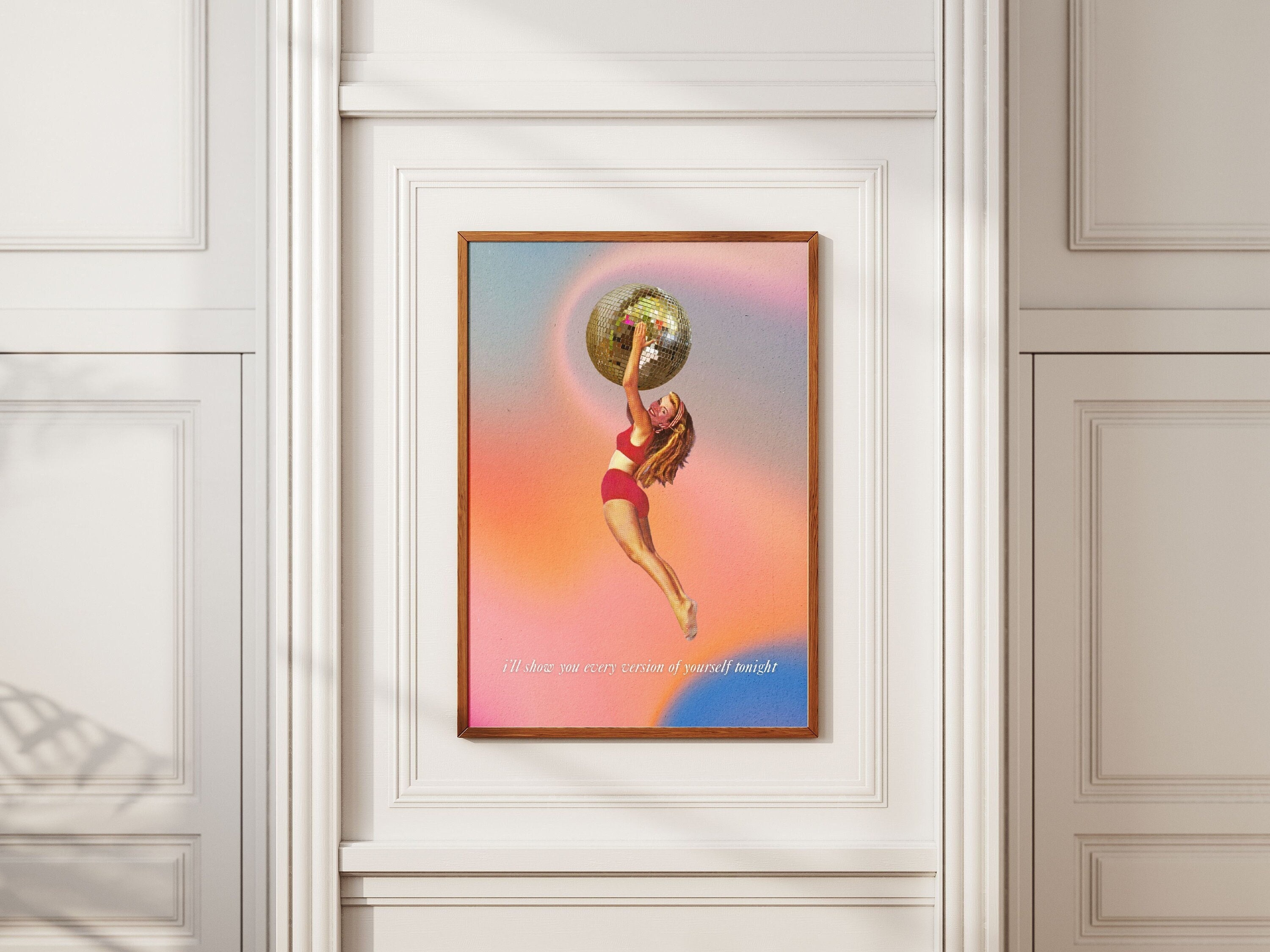Mirrorball Print Pink Disco Ball Print, Disco Ball Decor, Dopamine ...