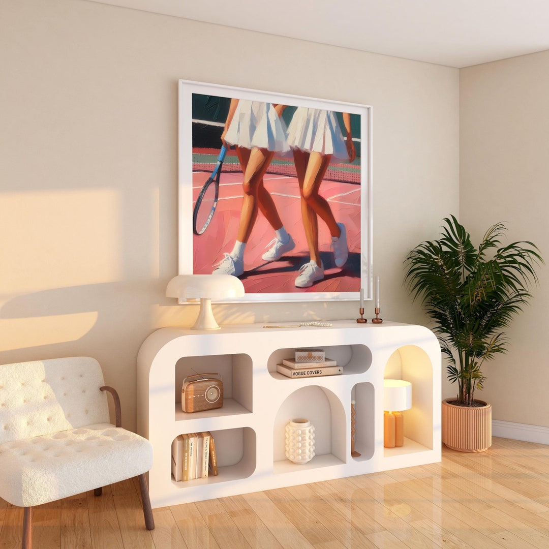 Tennis Girls Art Print Pink Preppy Wall Art, Tennis Art, Tennis Poster ...