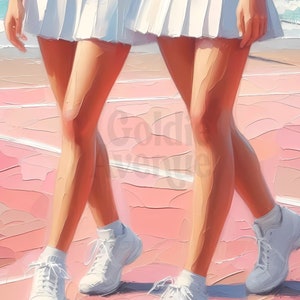 Tennis Girls Art Print, Preppy Painting, Light Pink Wall Art, Tennis ...