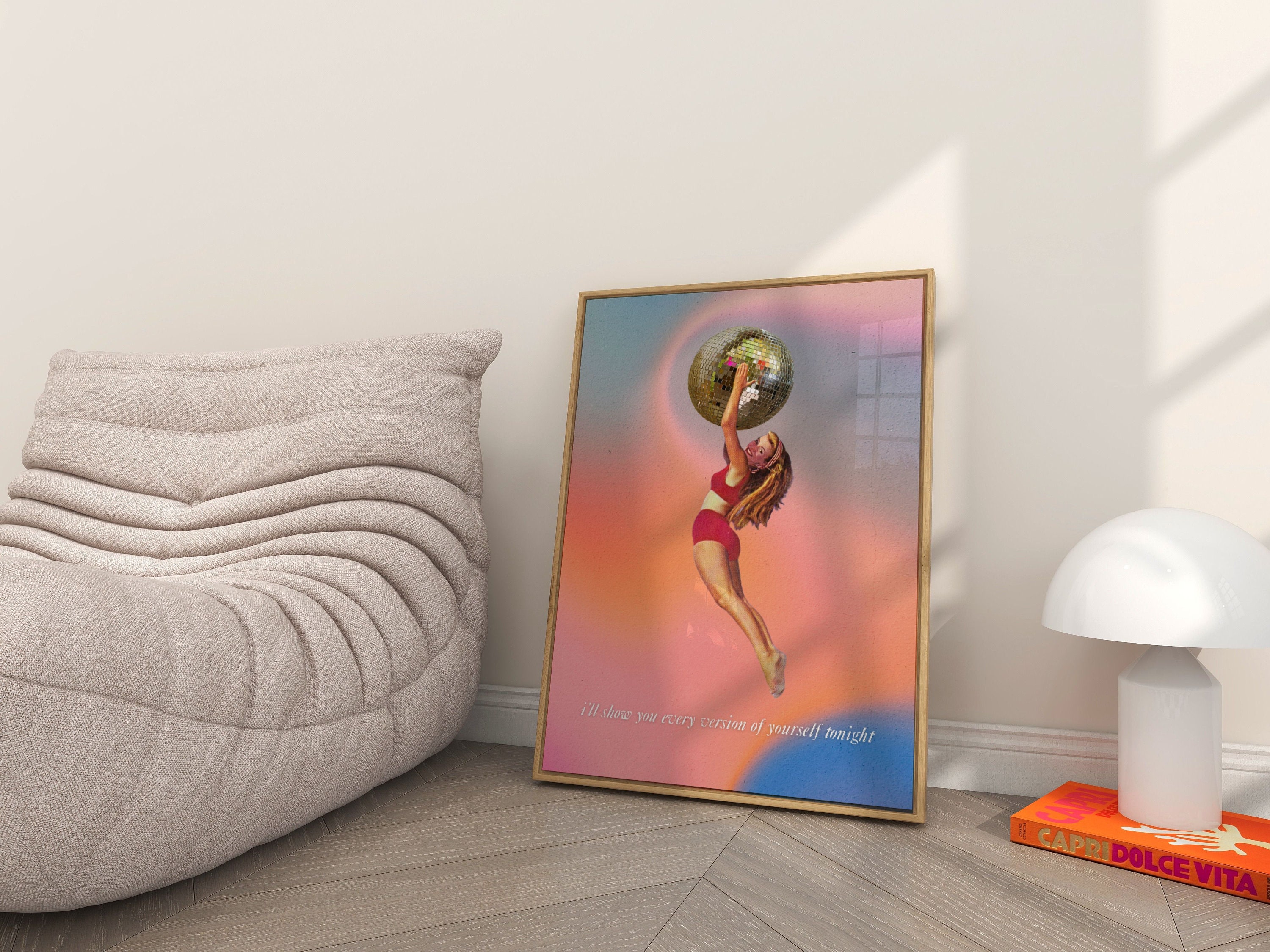 Mirrorball Print Pink Disco Ball Print, Disco Ball Decor, Dopamine ...