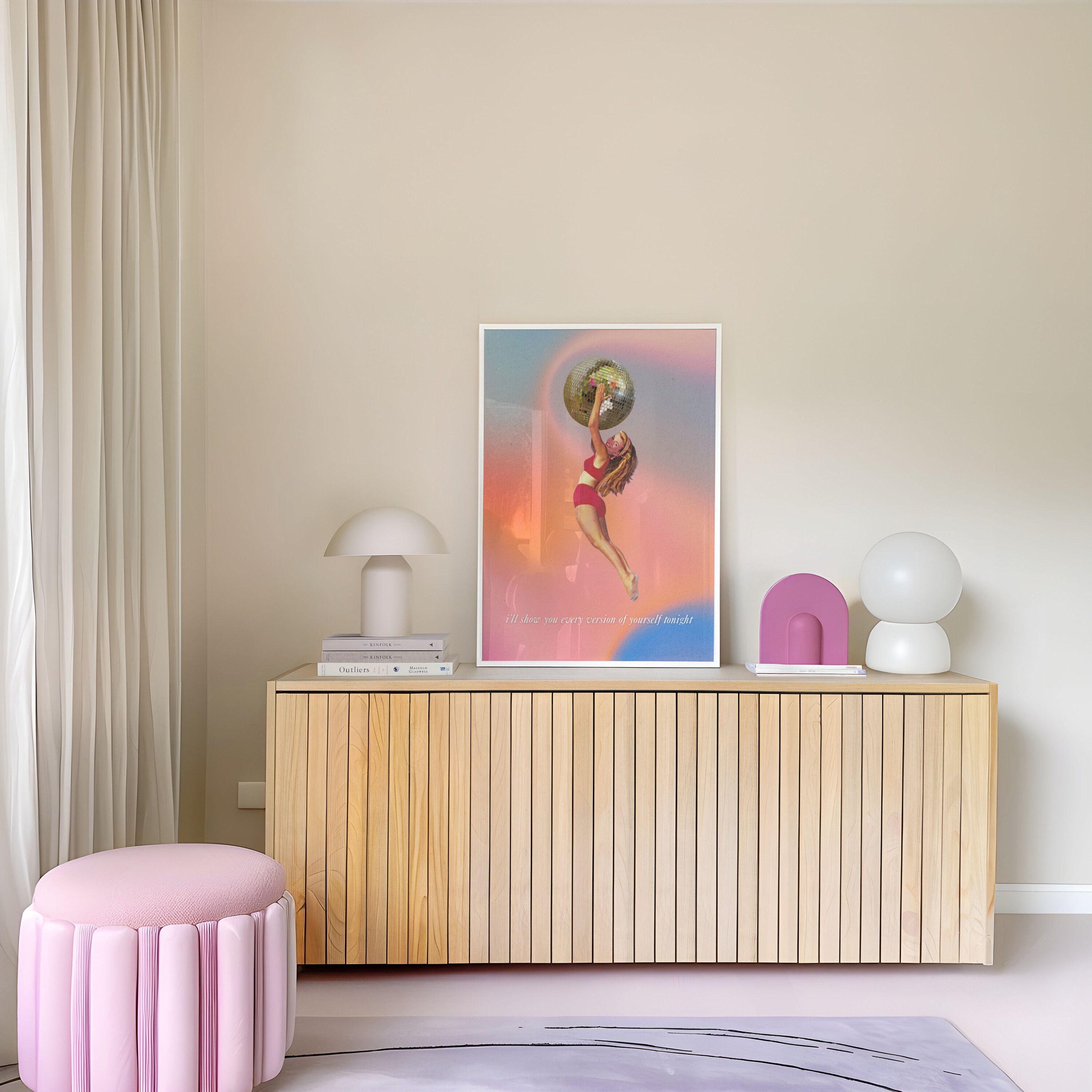 Mirrorball Print Pink Disco Ball Print, Disco Ball Decor, Dopamine ...