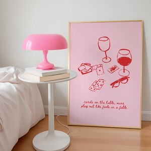 The Prophecy Print, Trendy Pink Red Print, Whimsical Doodle Print Pink ...