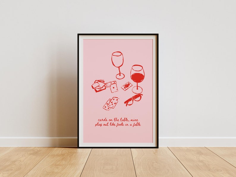 The Prophecy Print, Trendy Pink Red Print, Whimsical Doodle Print Pink ...