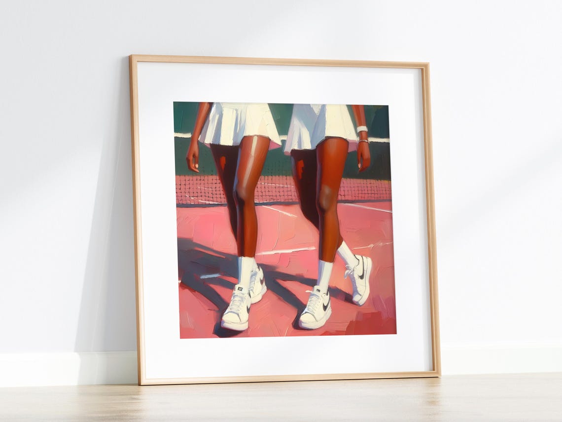 Tennis Girls Art Print Pink Preppy Wall Art, African American Art Print ...