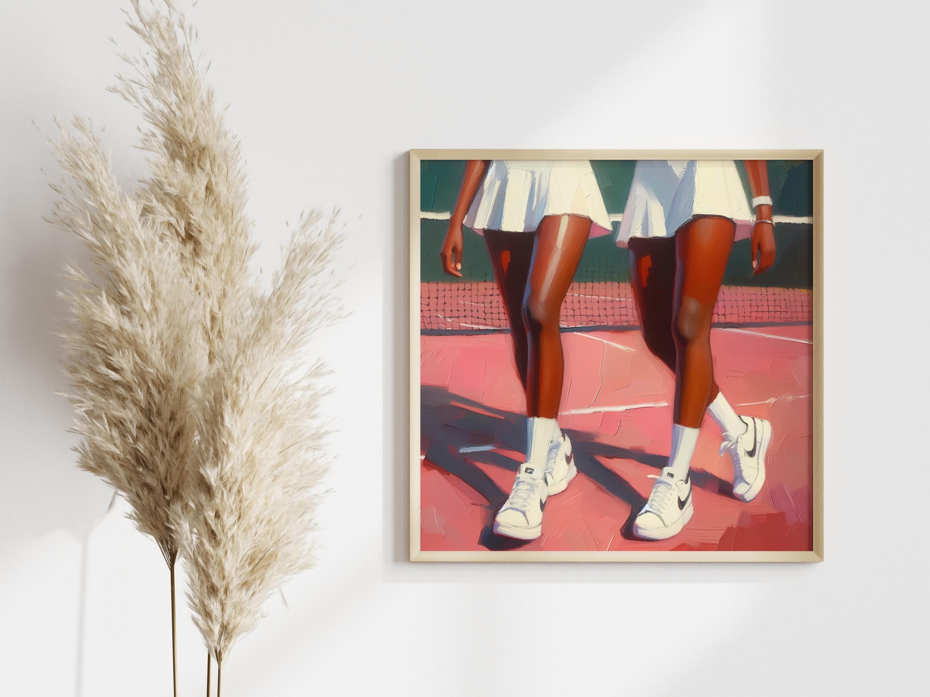 Tennis Girls Art Print Pink Preppy Wall Art, African American Art Print ...